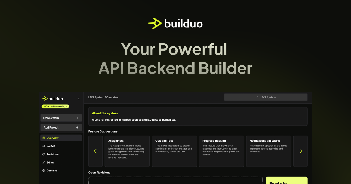 Builduo - Your Powerful API Backend Builder